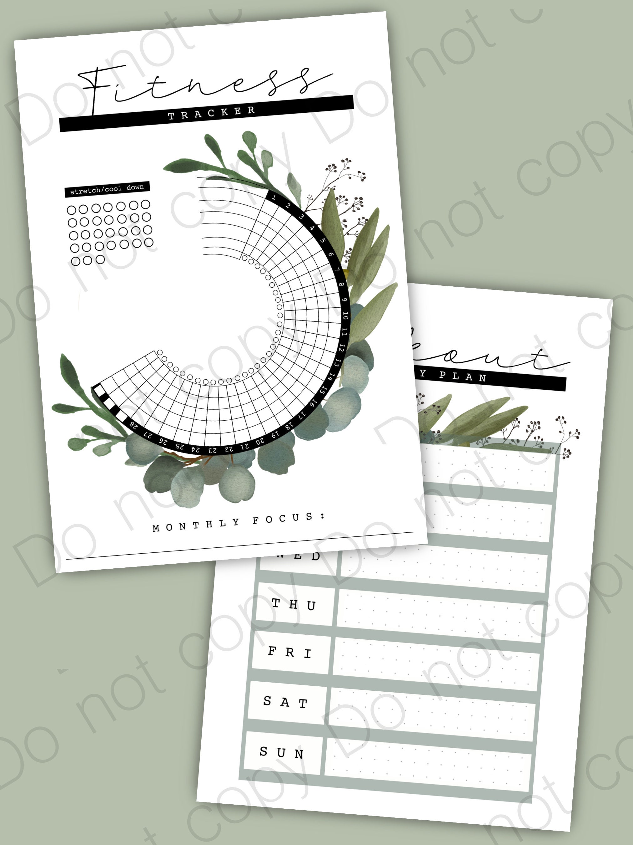 Fitness Tracker Printable Set: Undated Workout Journal Inserts (PDF) - Etsy
