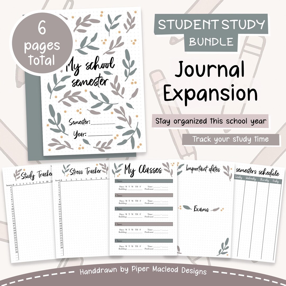 Student Journal Kit: Stress & Study Trackers (PDF) - Etsy