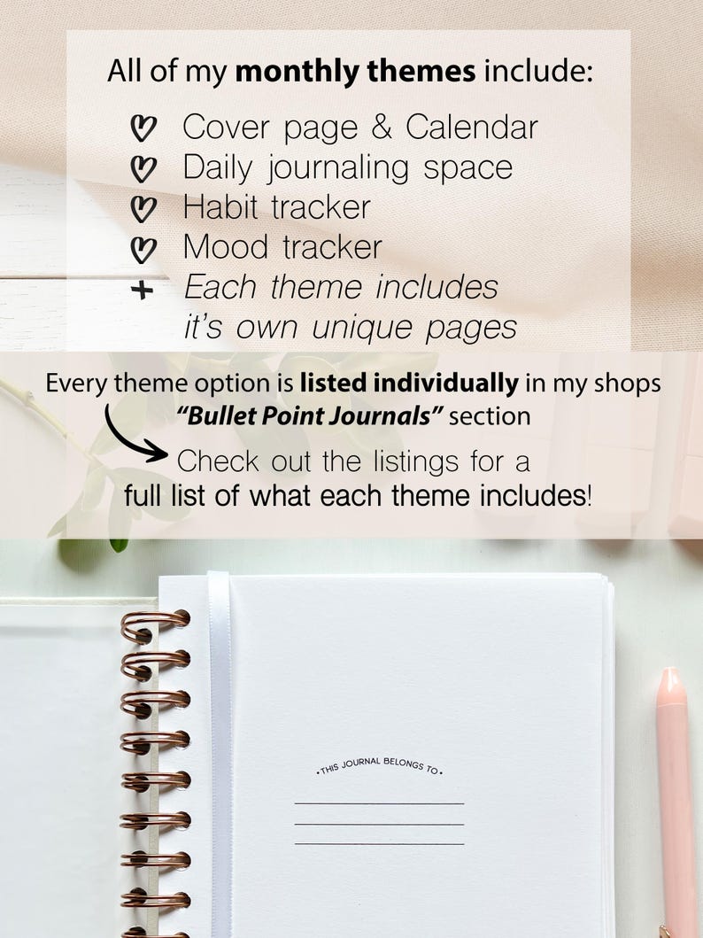 Premade Bullet Point Journal A5, Undated Monthly Custom Planner, Unique ...