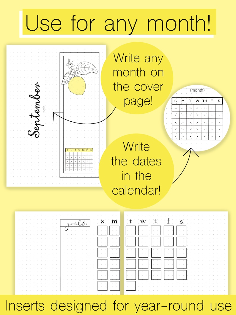 Bullet Point Journal Set Printable Bujo Inserts Lemon Fruit - Etsy