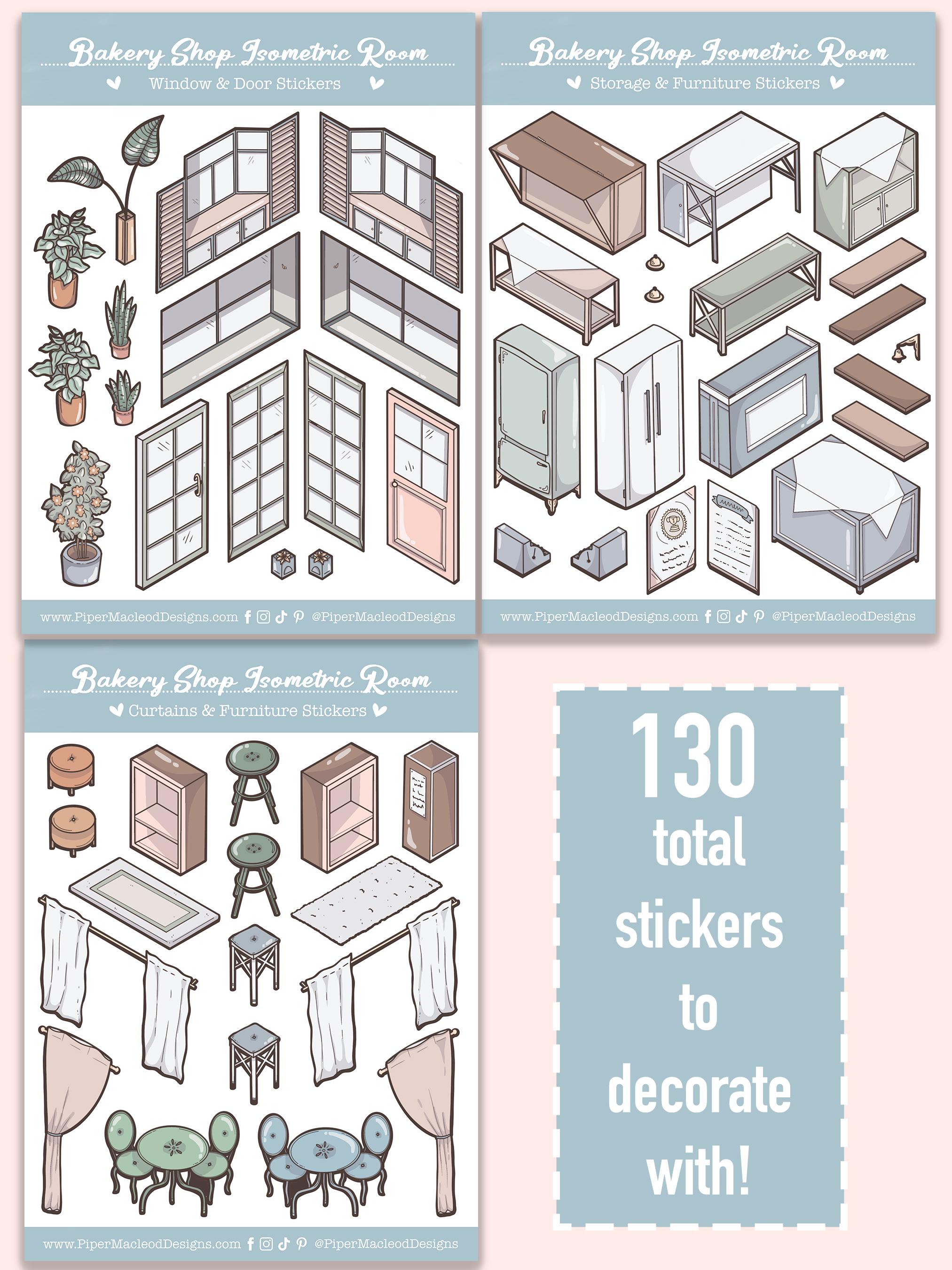 Isometric Room Stickers, Iso Bakery Designer, Interior Design Sticker ...