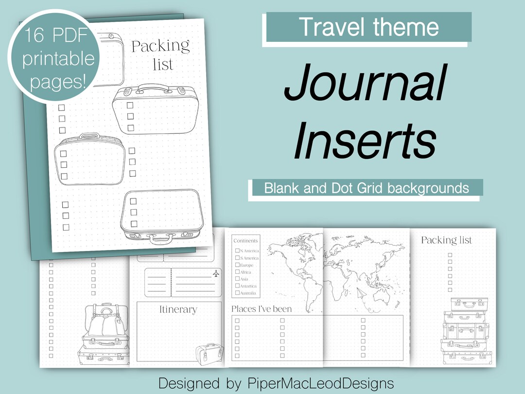 Travel Bundle, Printable Bullet Point Journal Templates, Packing List ...