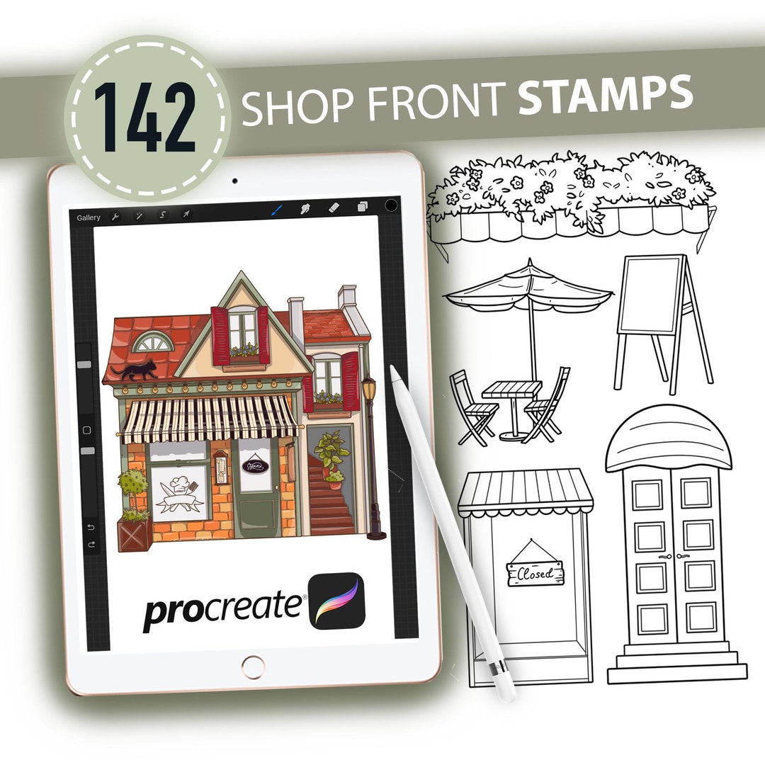 Procreate Stamps Set, Shop Front Theme, Business Brushes, Store Samples ...
