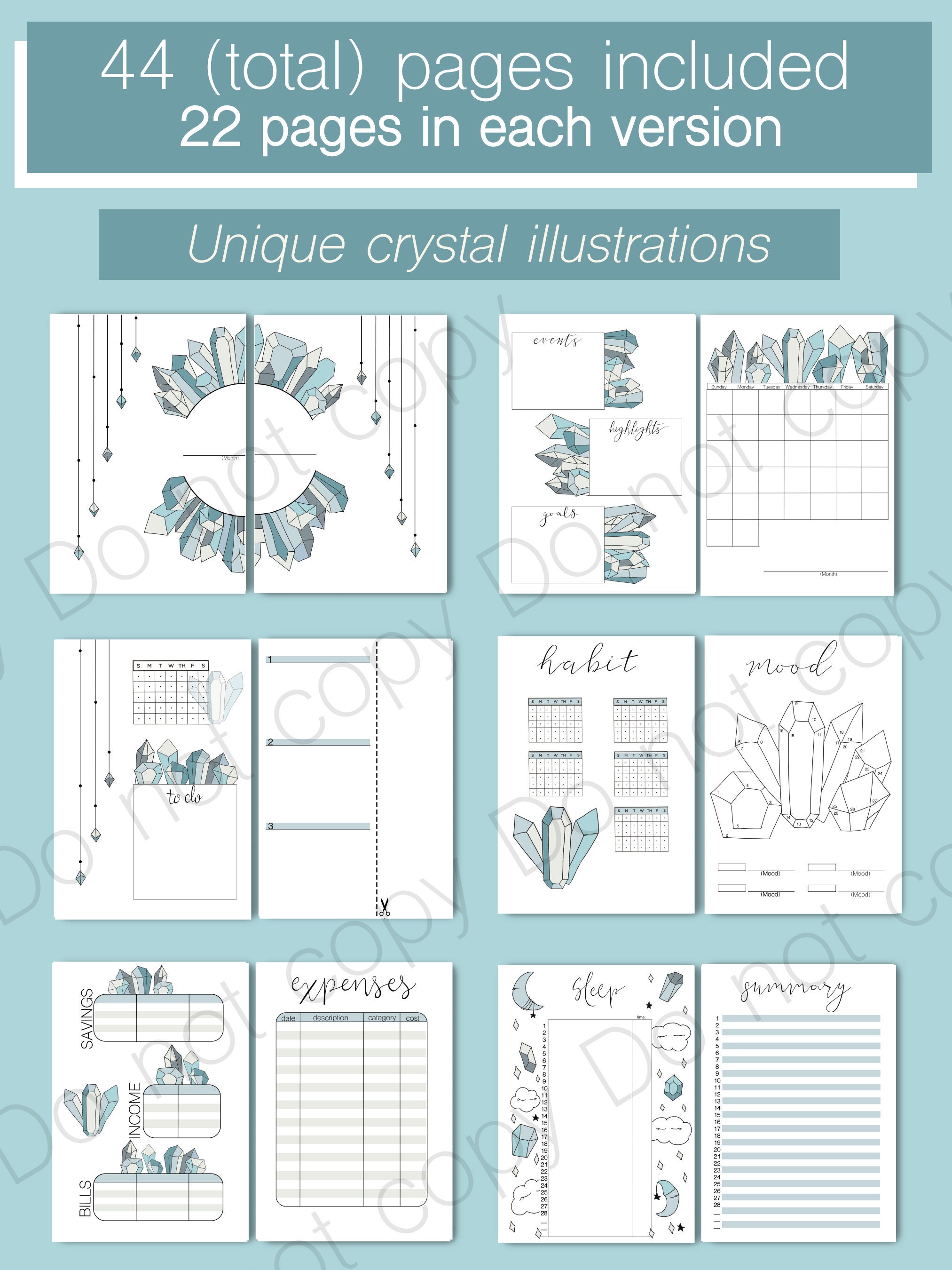 Bullet Point Journal Set With a Crystal Theme Diamond and - Etsy Australia