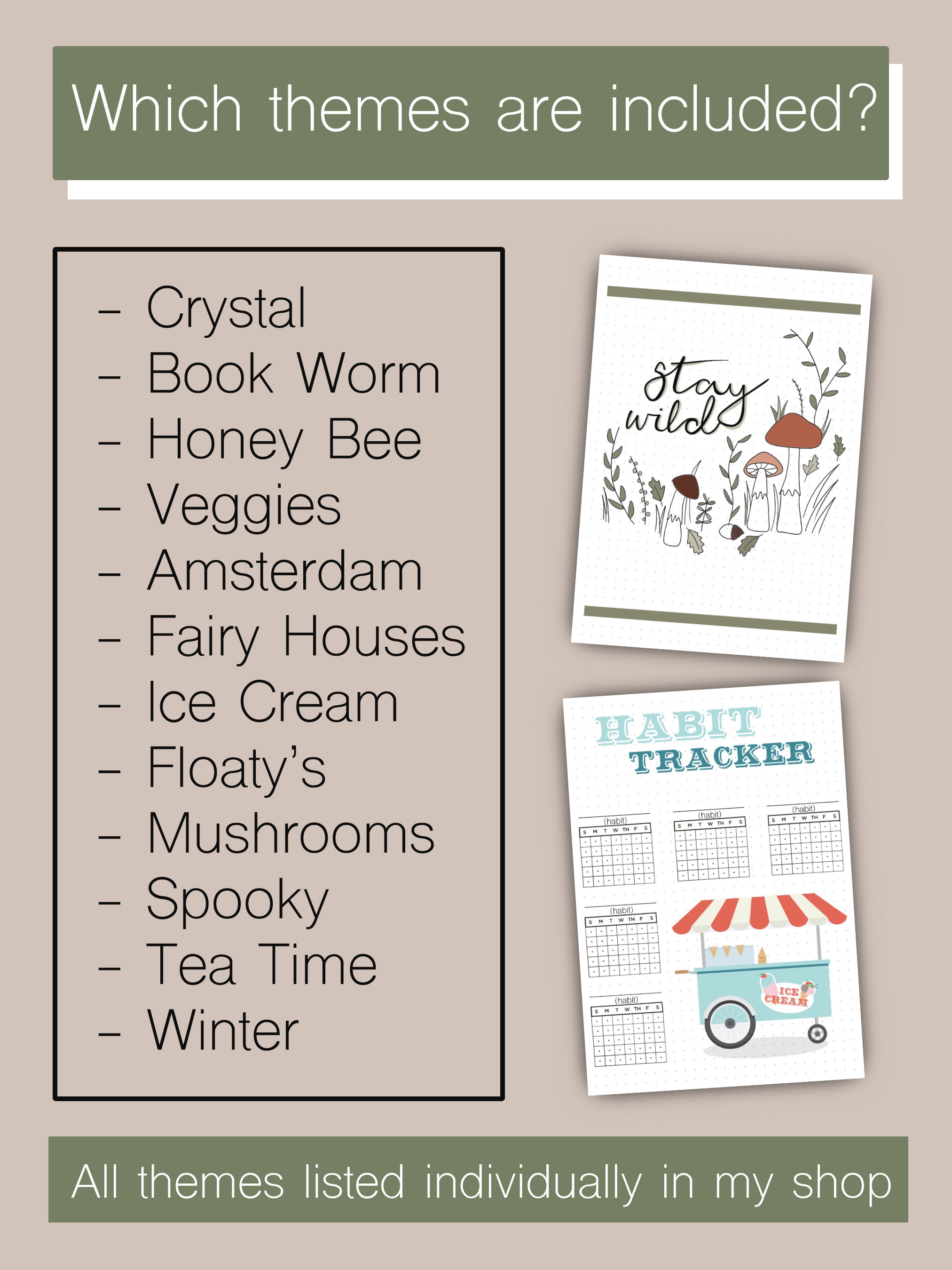 12 Month Bullet Point Journal Set, Full Year of Planner Templates ...