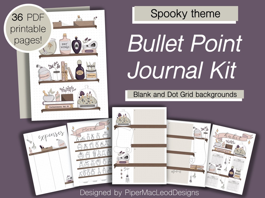 Bullet Point Journal Set With a Spooky Theme, Printable Journal Inserts ...