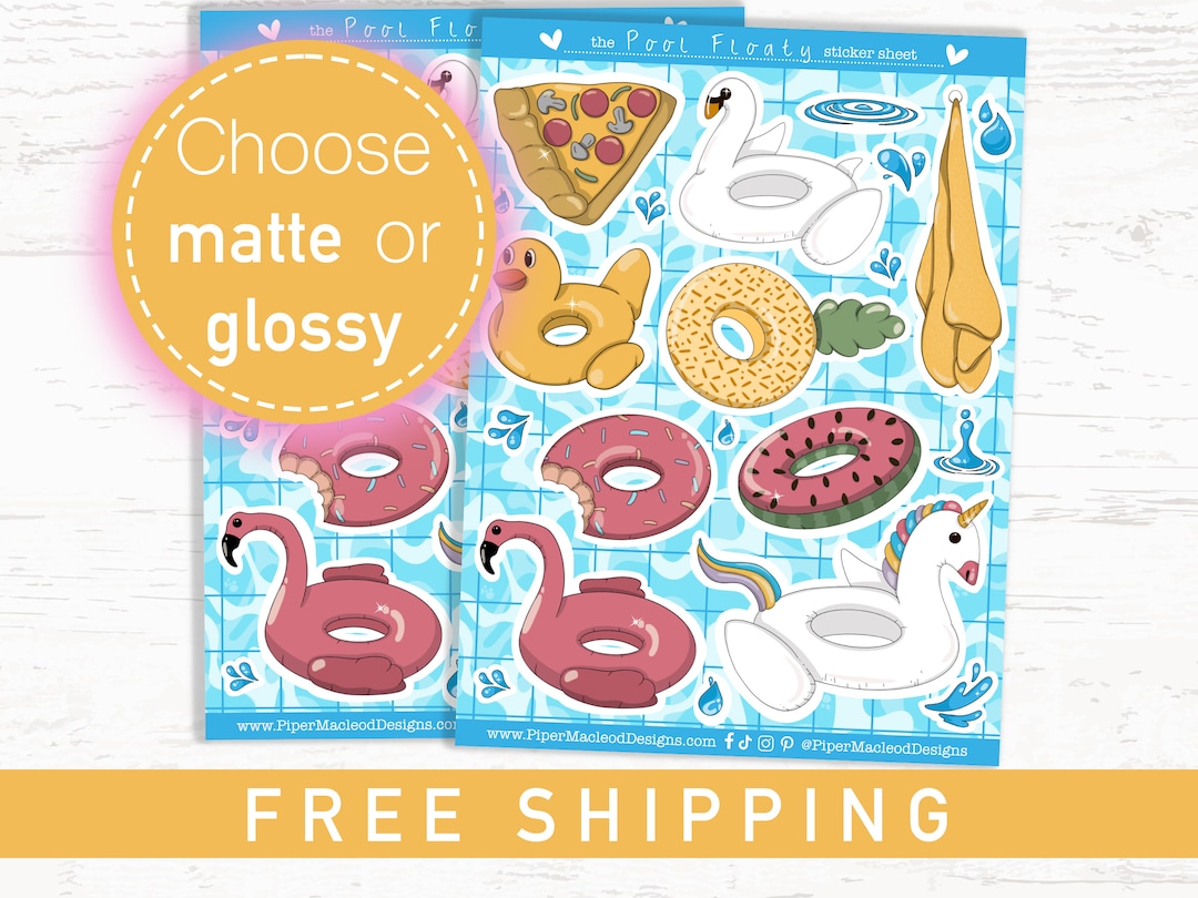 Sticker Sheet, Hand Drawn Floaty Stickers, Pool Floaty Art, Inflatable ...
