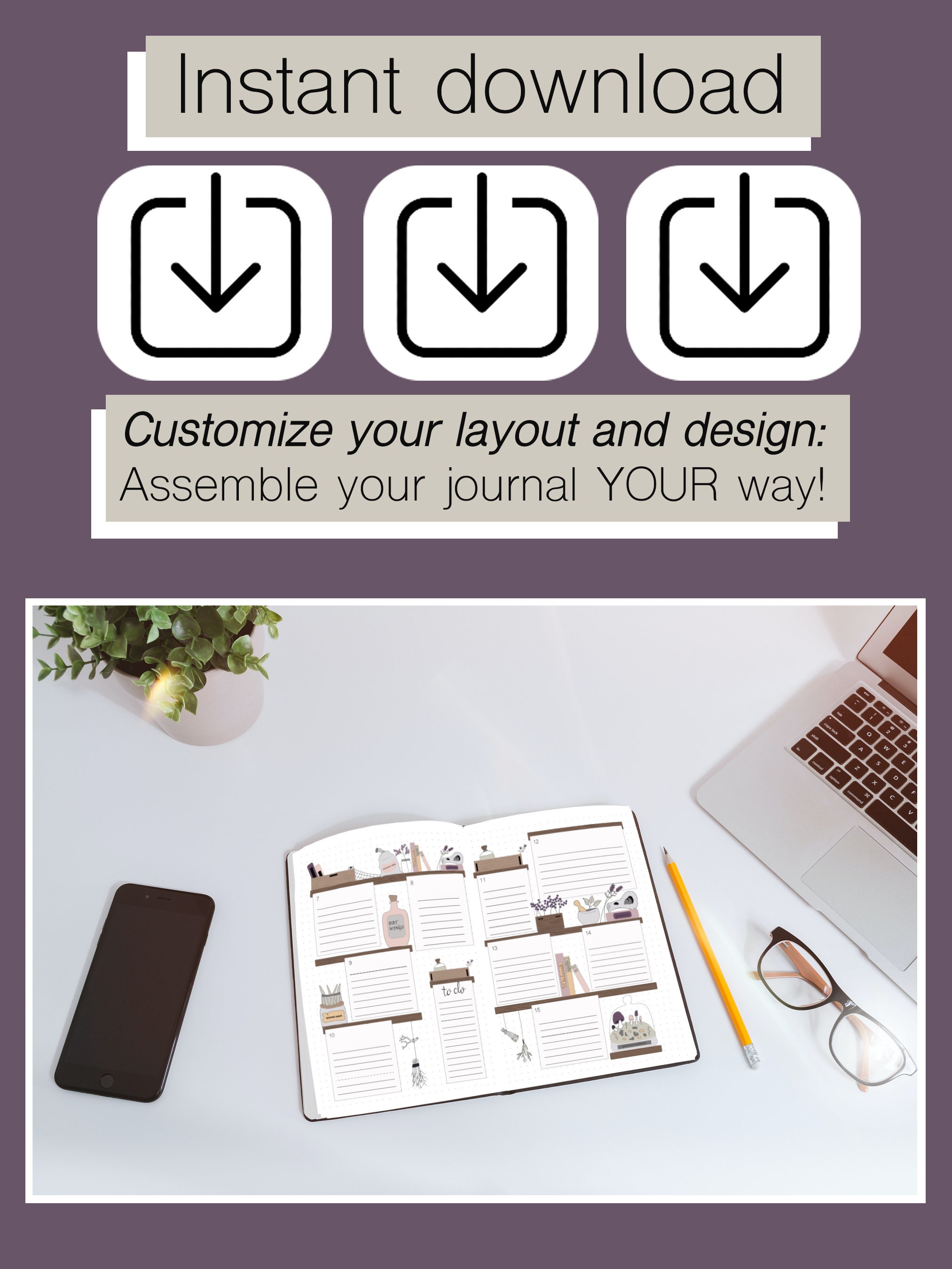 Bullet Point Journal Set With a Spooky Theme, Printable Journal Inserts ...