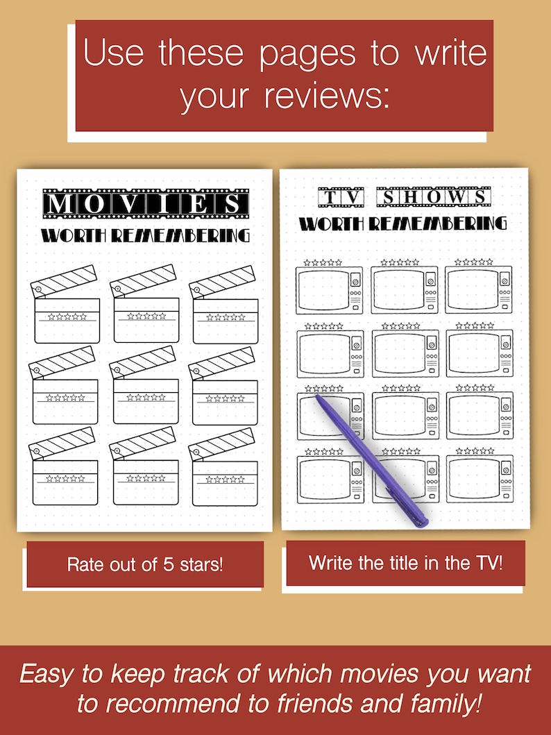 Movie Tracker Printable TV Series Tracker Movie Log TV Show - Etsy