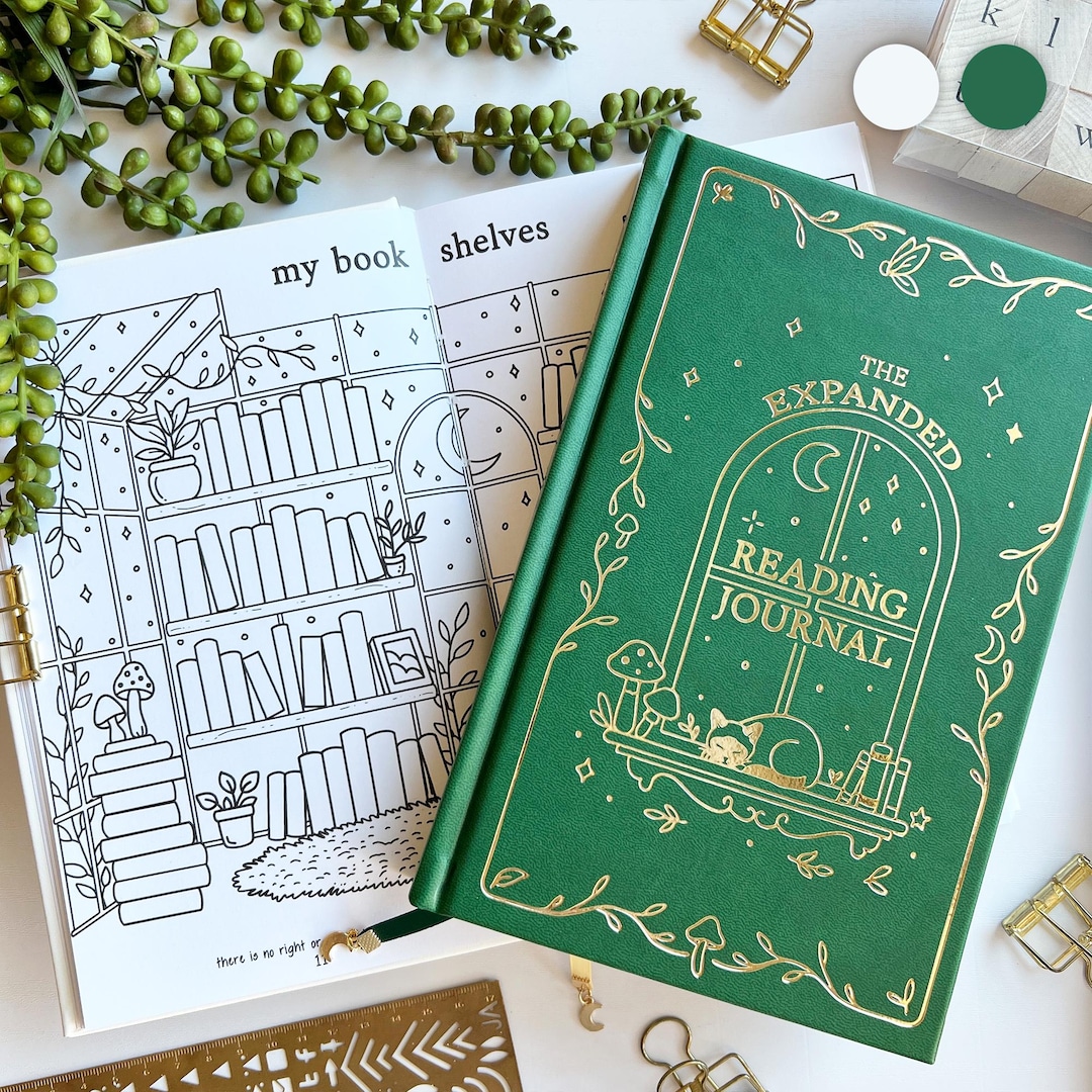 EXPANDED Reading Journal, Hardcover Book Review Log, Colorable ...