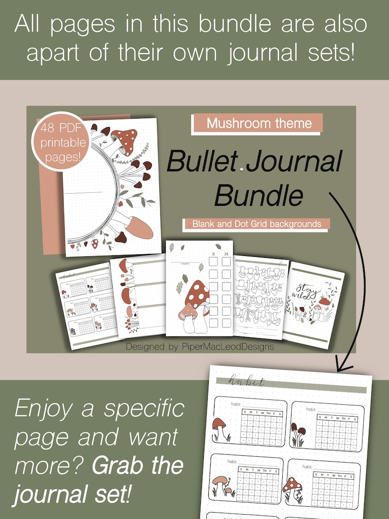 Habit Tracker Printable Bundle, Habit Tracker Kit, Bullet Point Journal ...