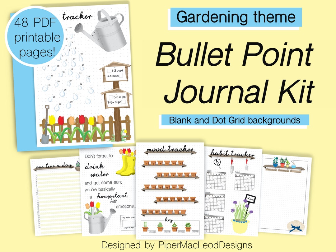 Bullet Point Journal Set With a Fun Colourful Gardening Theme, Simple ...