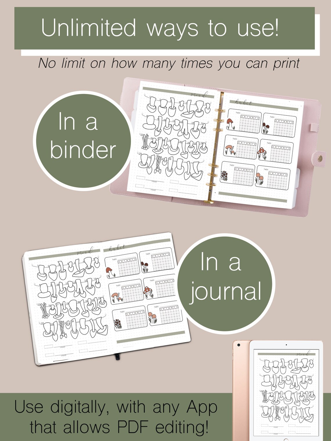 Habit Tracker Printable Bundle, Habit Tracker Kit, Bullet Point Journal ...