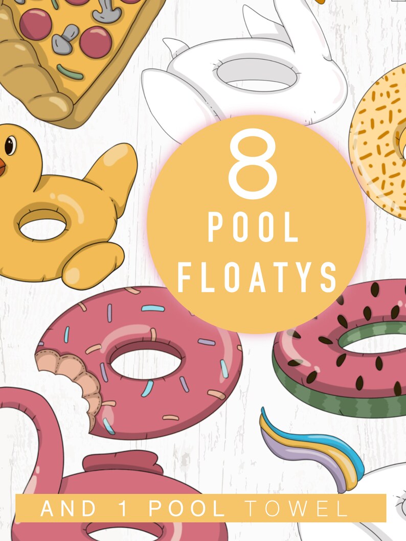 Summer Clip Art Bundle, Hand Drawn Floaty Clipart, Pool Floaty Art ...