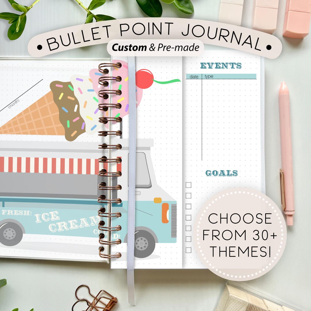 Premade Bullet Point Journal A5, Undated Monthly Custom Planner, Unique ...