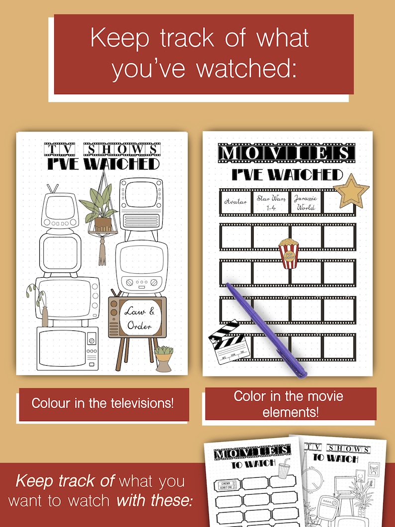 Movie Tracker Printable TV Series Tracker Movie Log TV Show - Etsy
