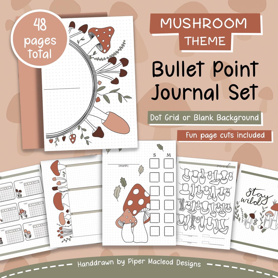 Bullet Point Journal Set With a Fall Mushroom Forest Theme, Printable ...