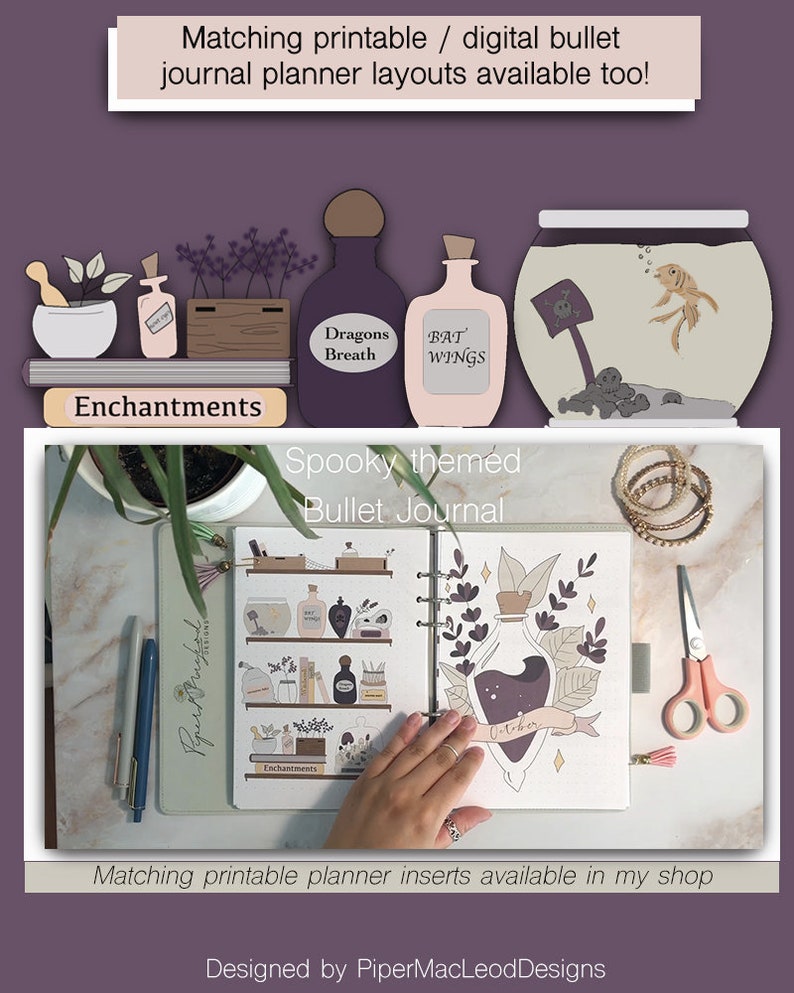 Spooky Theme Printable Sticker Sheet Digital and Printable - Etsy