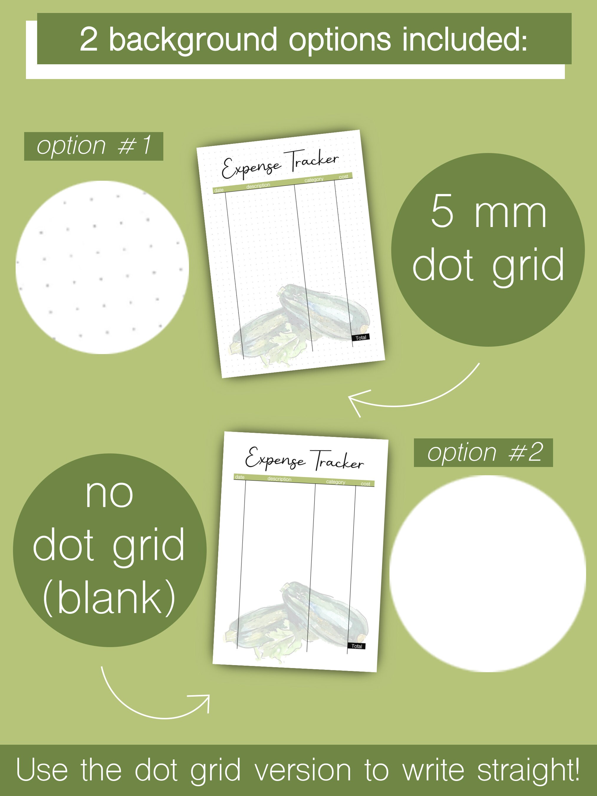 Bullet Point Journal Set With a Fresh Vegetable Theme, Simple Printable ...