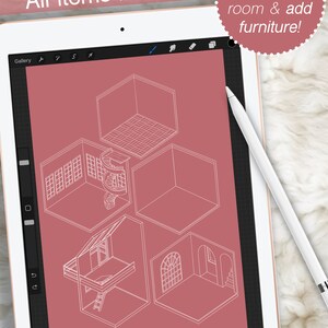 Isometric Procreate Stamps, Empty Room & House Theme, Procreate Brushes ...