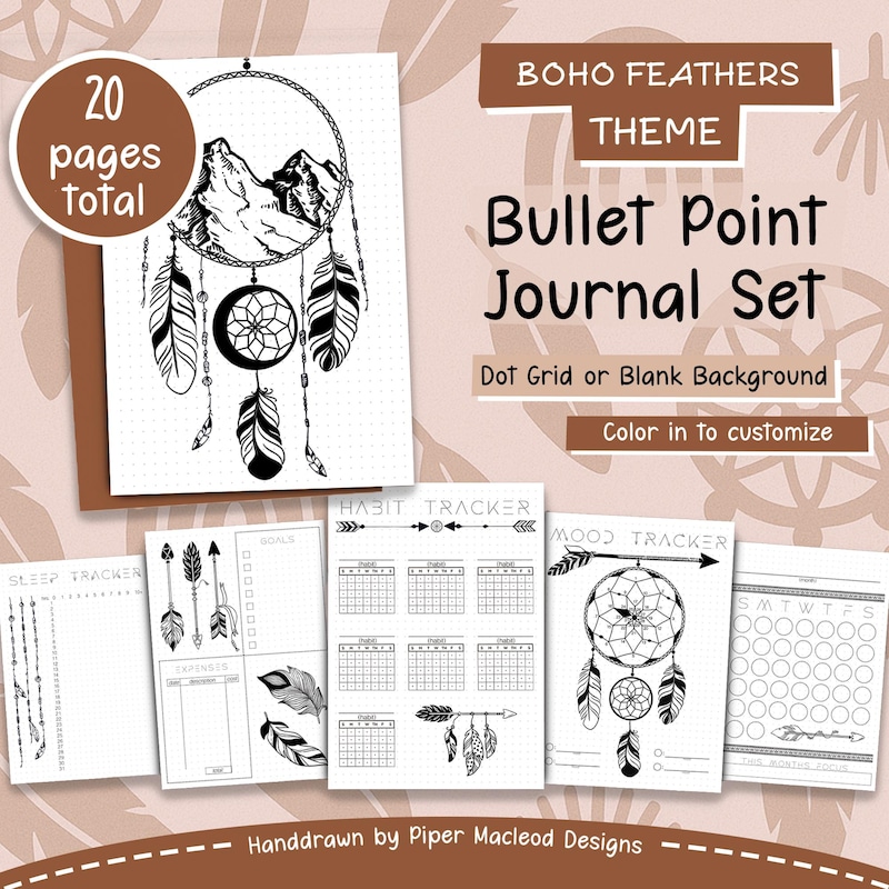 Feather Bullet Journal - Etsy