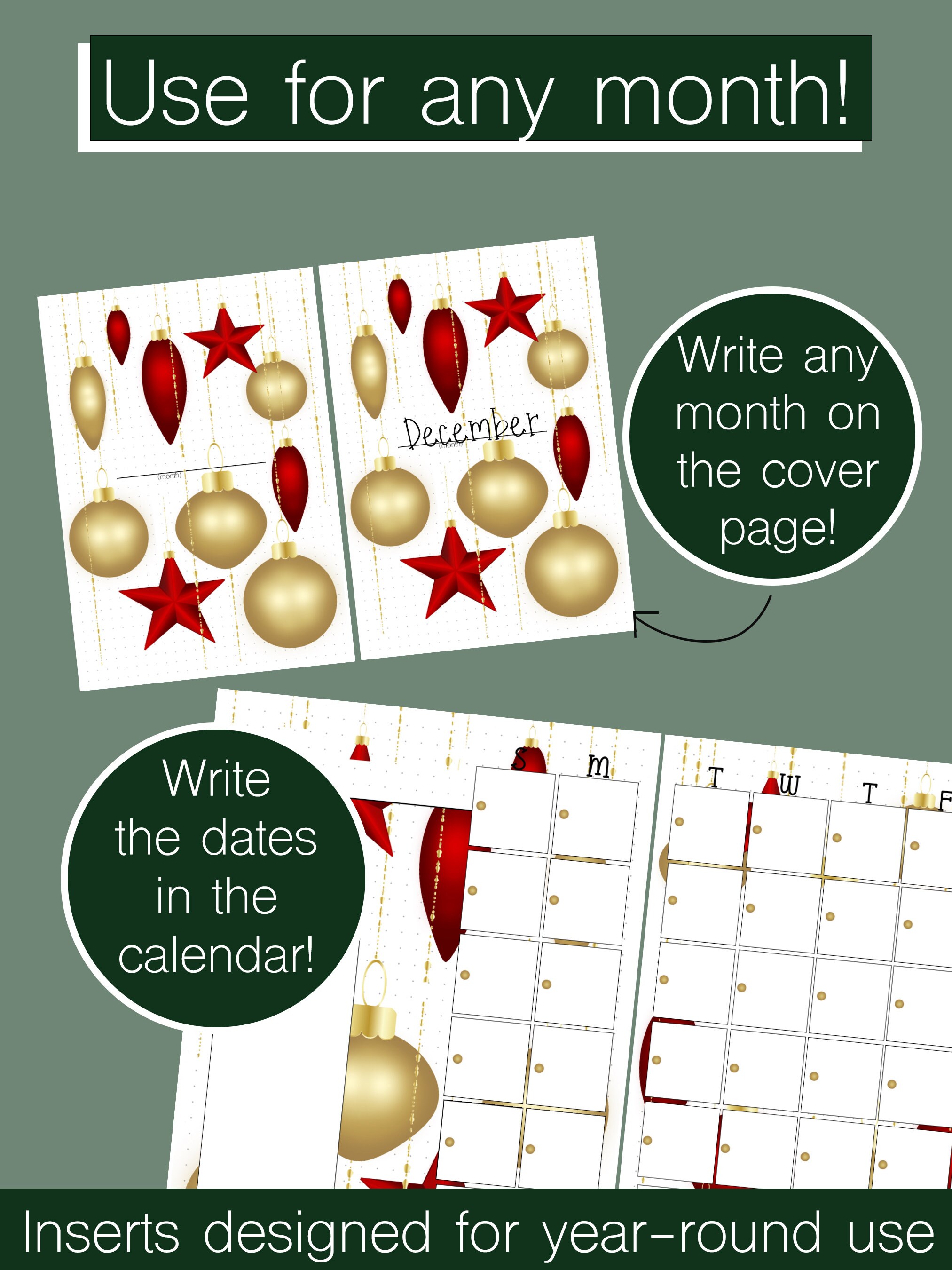 Bullet Point Journal Set, Printable PDF, Christmas Kit, Digital Use ...