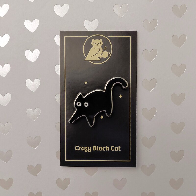 Black Cat Enamel Pin - Etsy