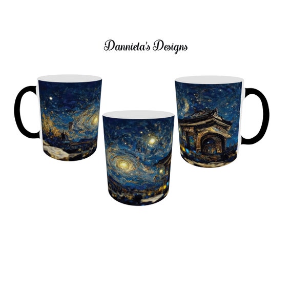 Pintura En Taza-la Noche Estrellada Taza Changing Magic - Etsy