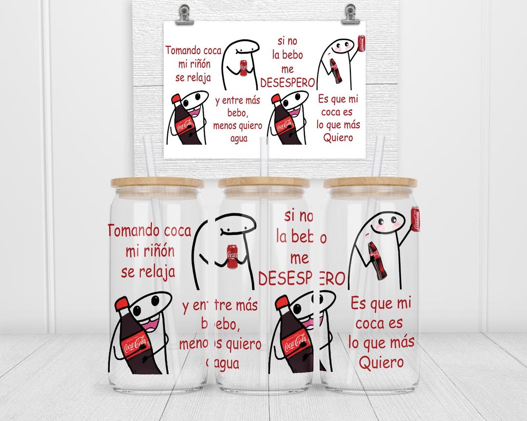 Vaso De Vidrio Tomando Coca 1 Flork/ Clear Glass Cup 16 Oz - Etsy