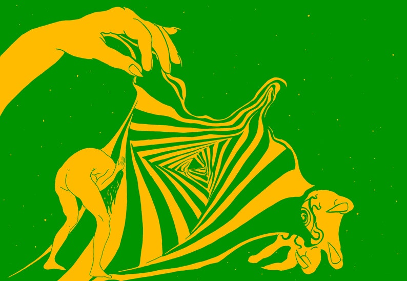 70s Style Psychedelic Occult Fantasy Art Poster, Collapse of the ...