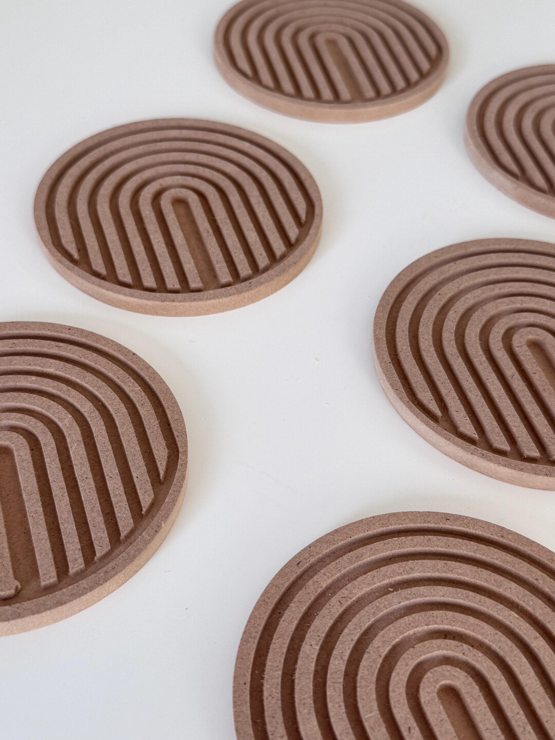 Modern Boho Wood Coasters Set • Minimalist Arch Design • Neutral Table ...
