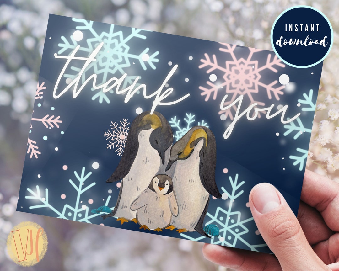 Penguin Winter We're Fostering | Printable PDF and Folded Card ...