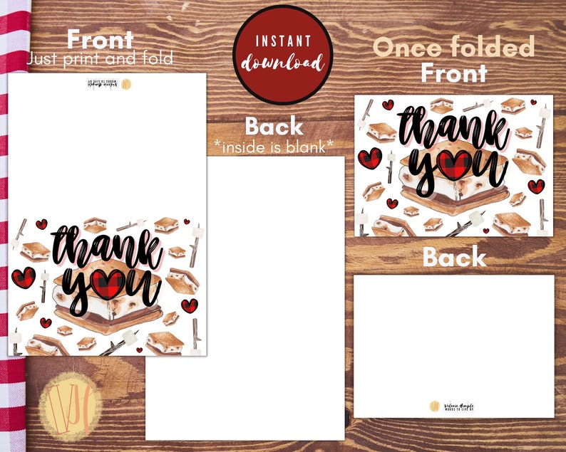 Adding Smore Love Thank You Printable PDF and Folded Card - Etsy
