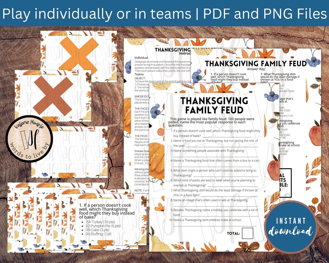 Thanksgiving Family Feud Game Instant Download | PNG PDF Printable to ...