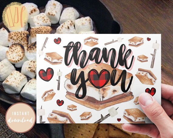 Adding Smore Love Thank You Printable PDF and Folded Card - Etsy