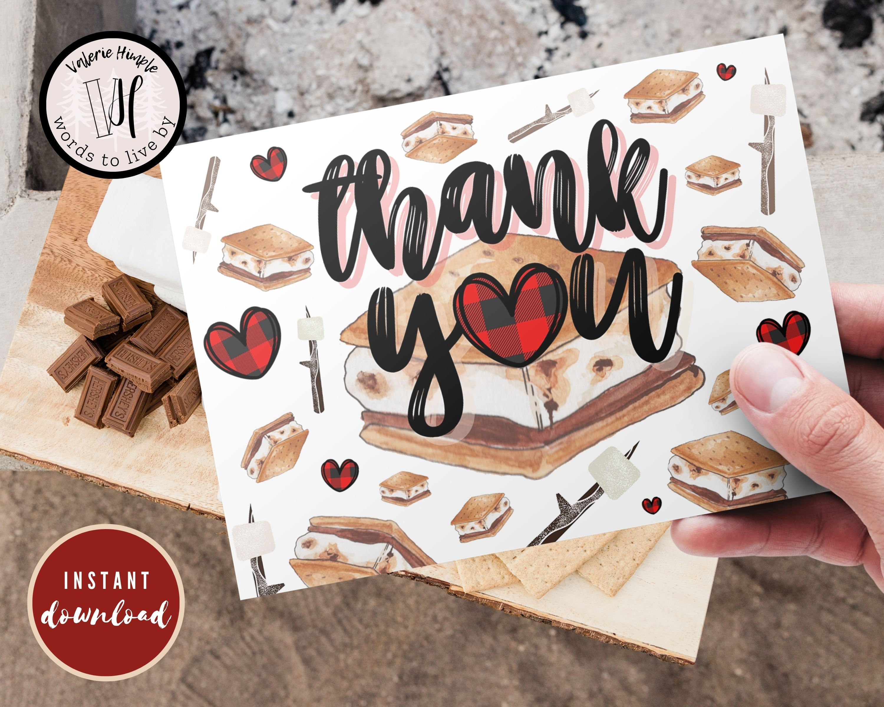 Adding Smore Love Thank You | Printable PDF and Folded Card - Editable ...