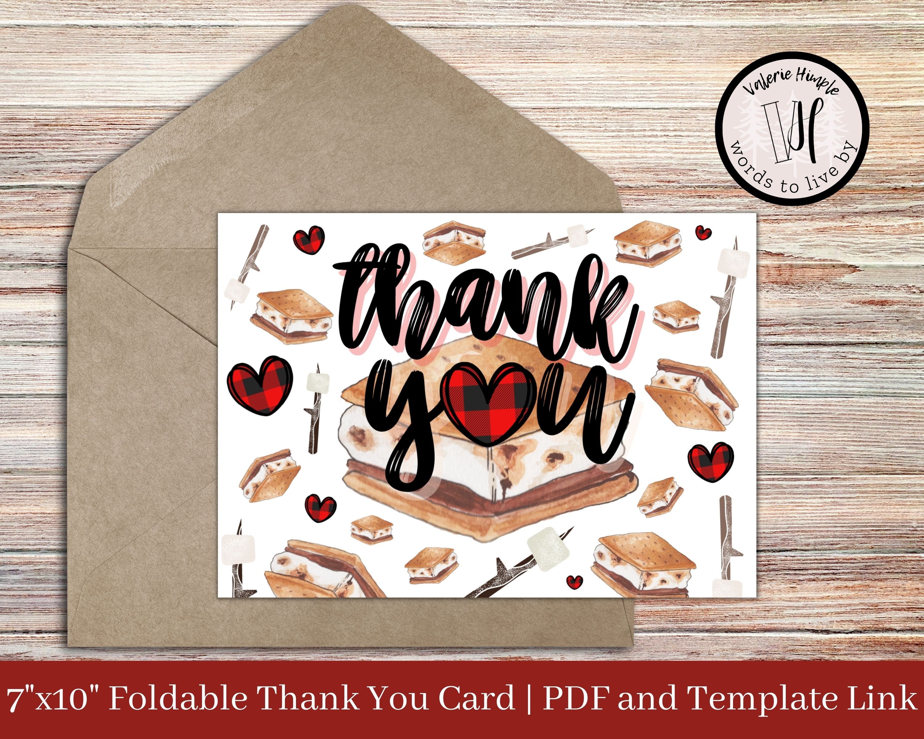 Adding Smore Love Thank You | Printable PDF and Folded Card - Editable ...