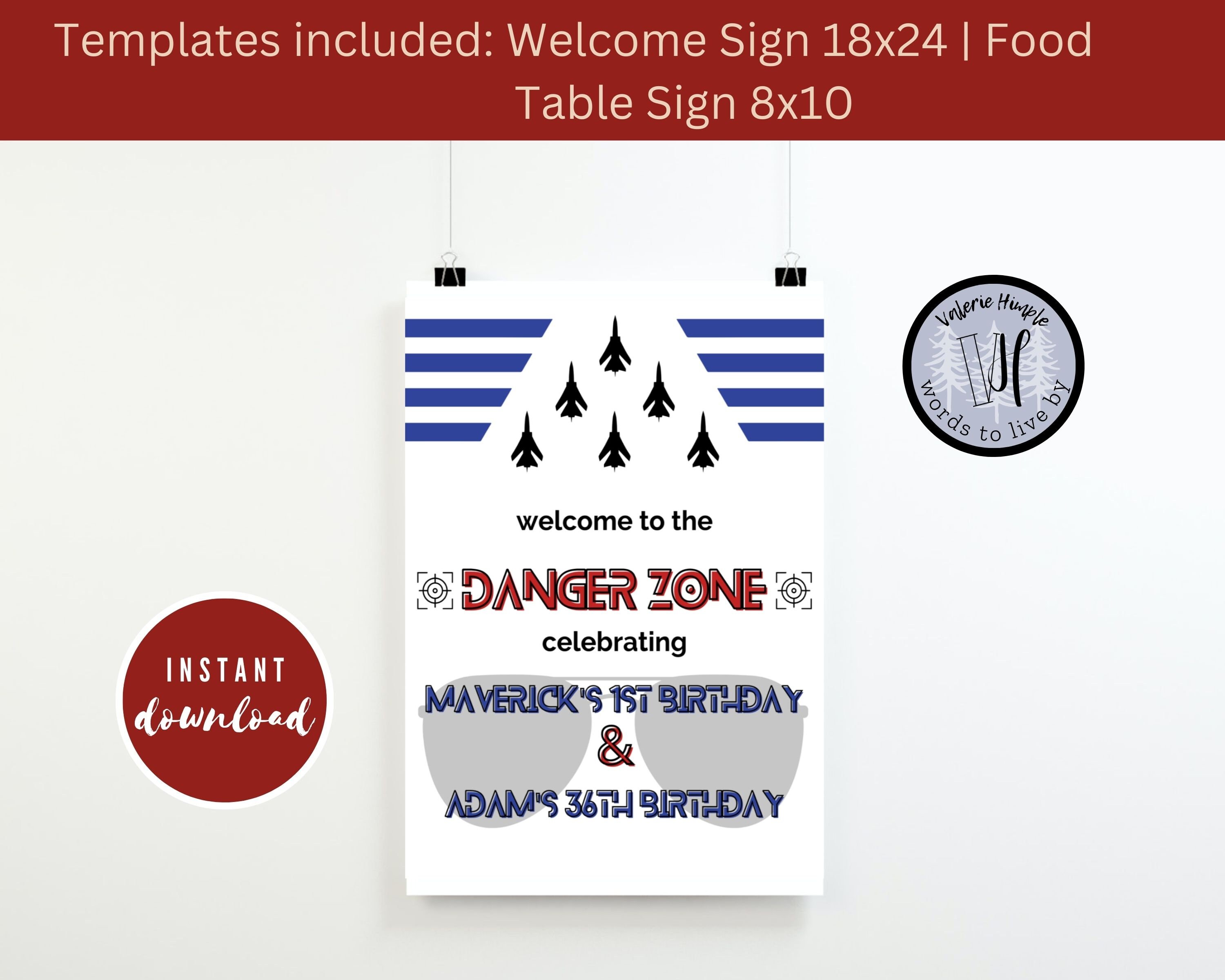 Danger Zone Planes Welcome Sign and Food Table Party Decor | Editable ...