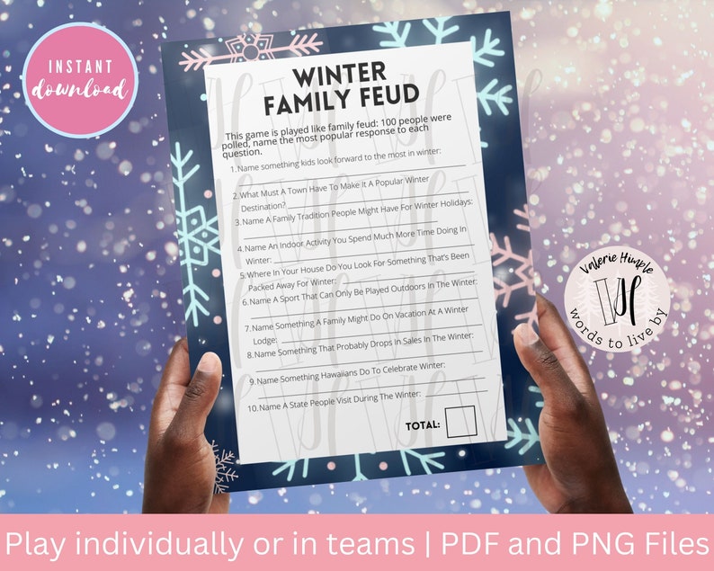 Winter Family Feud Game Instant Download PNG PDF Printable to Play ...
