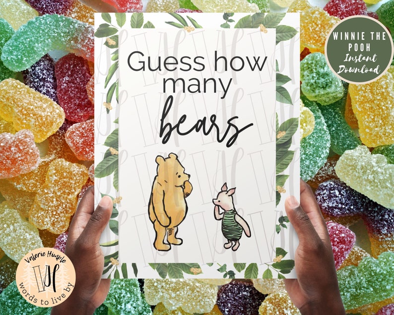 Classic Winnie the Pooh Guess How Many Bears Game - PNG and PDF Instant ...