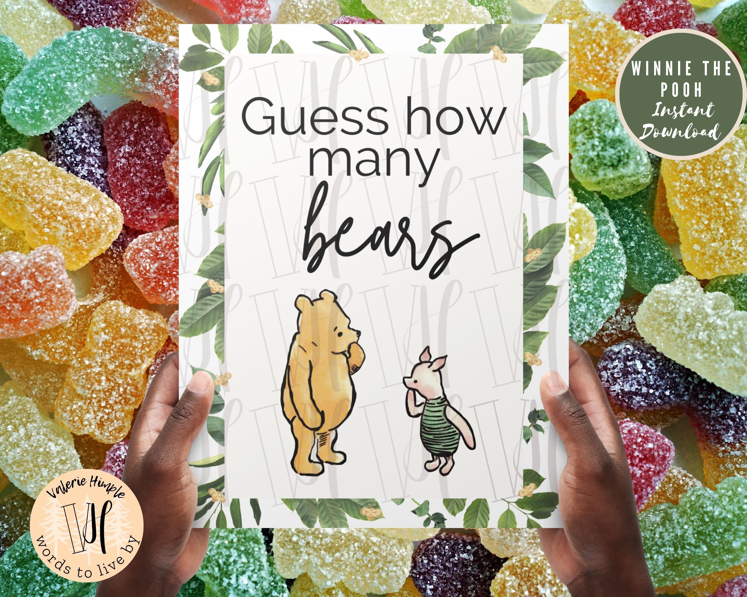 Classic Winnie the Pooh Guess How Many Bears Game - PNG and PDF Instant ...