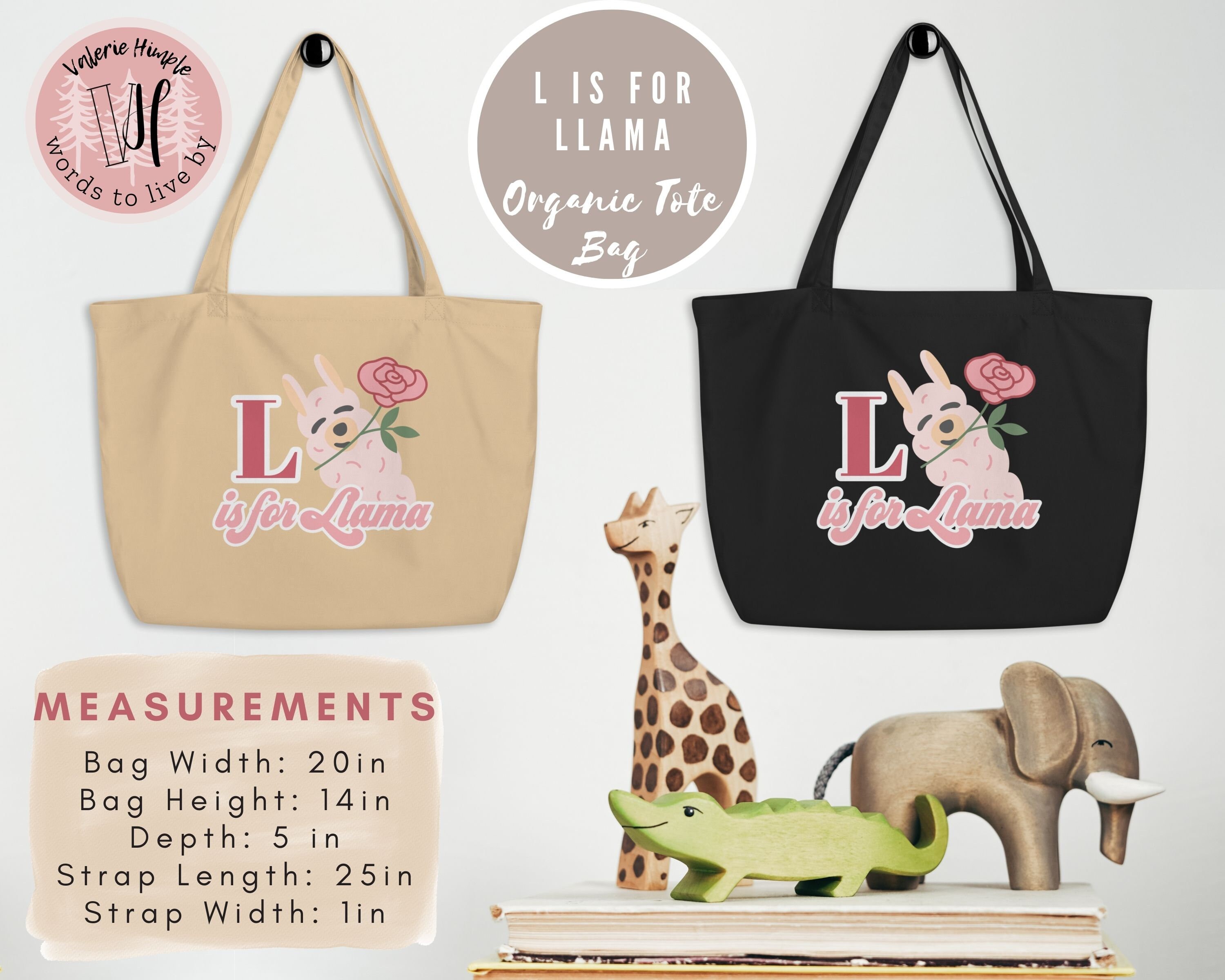 L is for Llama Teacher Appreciation Gift Large Organic Tote Bag - Etsy