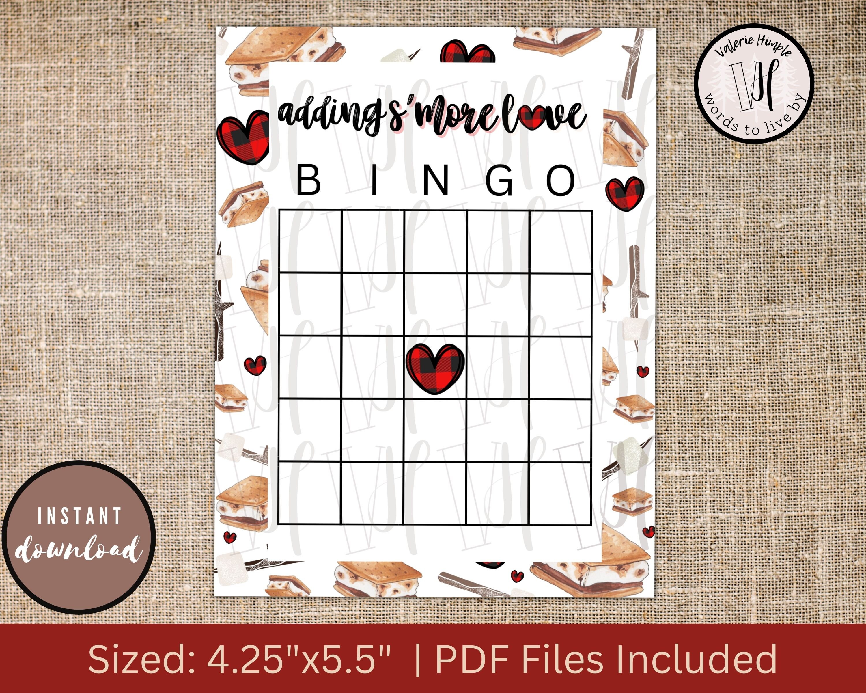 Adding S'more Love Bingo Game for Baby, Foster, Adoption, Bridal ...