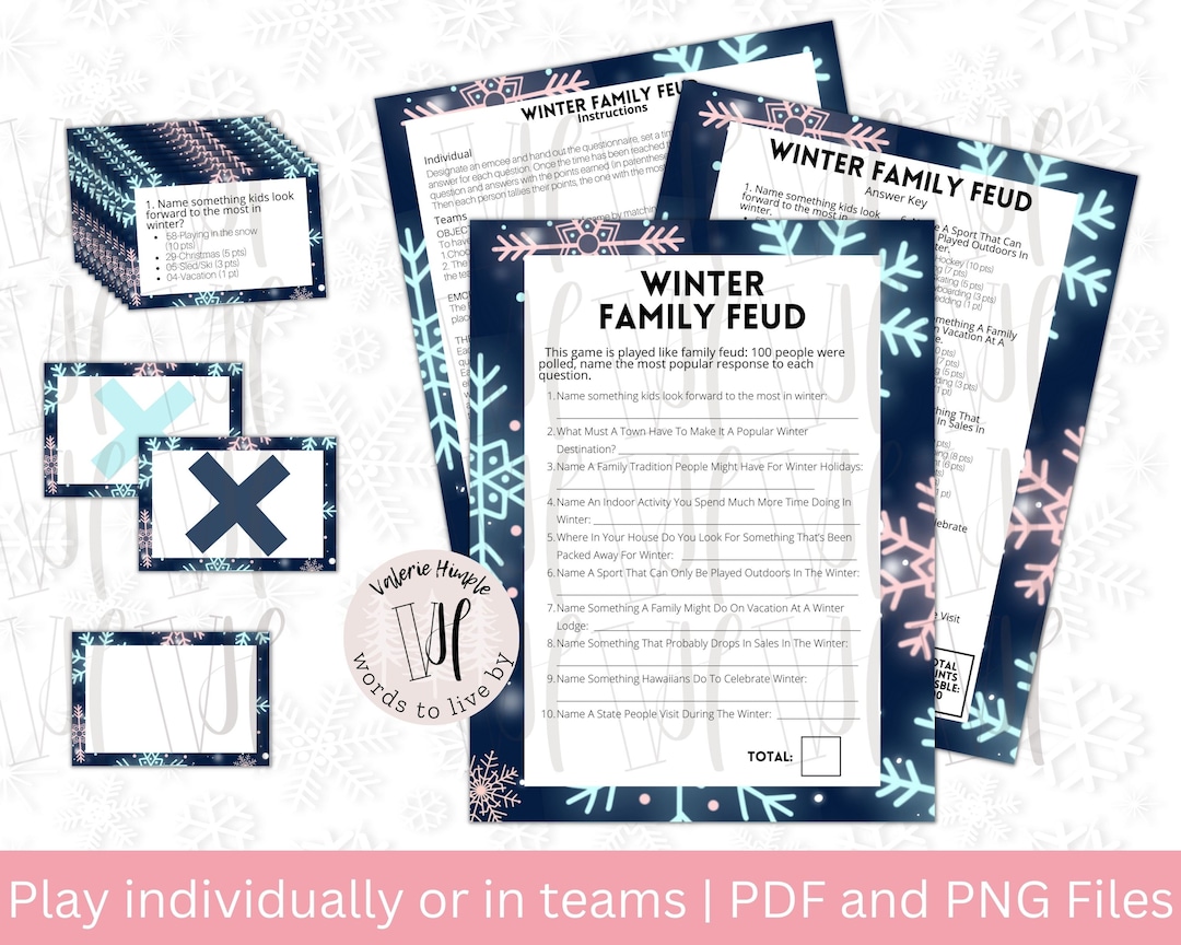 Winter Family Feud Game Instant Download | PNG PDF Printable to Play ...