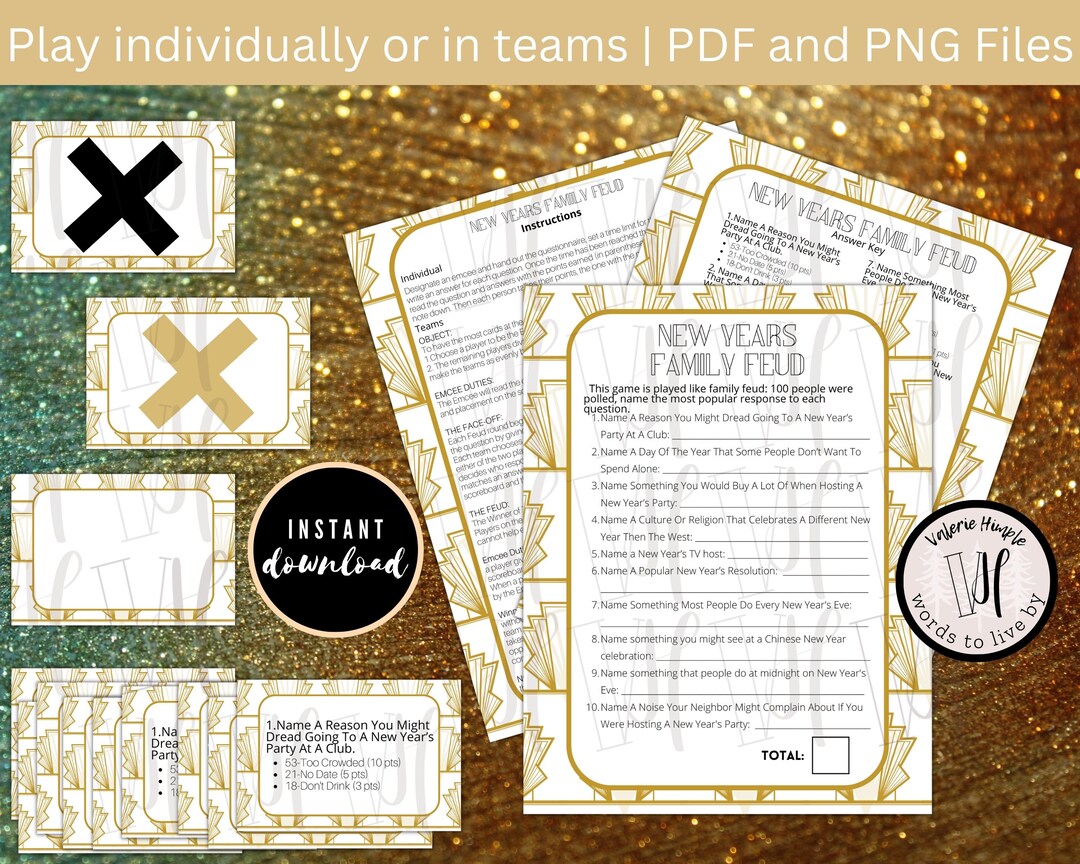 New Years Family Feud Game Instant Download PNG PDF Printable to Play ...