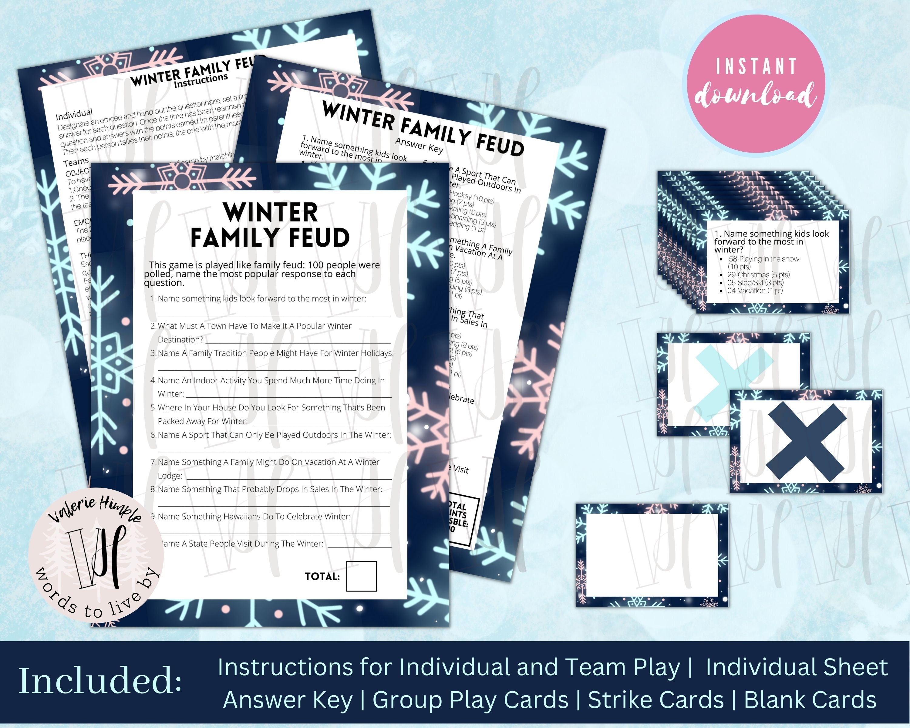 Winter Family Feud Game Instant Download PNG PDF Printable to Play ...