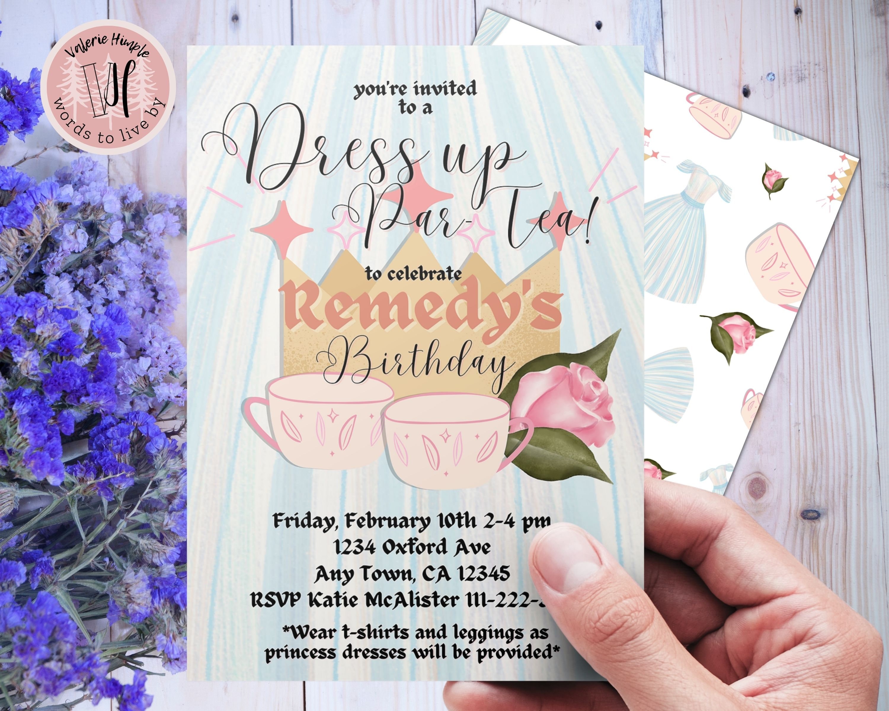 Princess Crowns and Tea Dress up Par-tea Birthday Invitation Canva ...