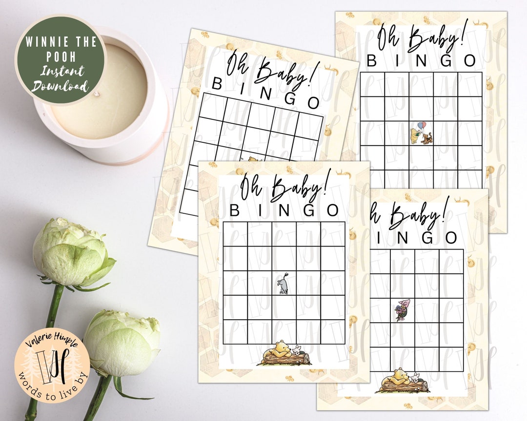 Classic Winnie the Pooh Bingo Game for Baby Shower - Instant Download ...