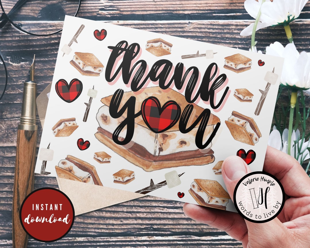 Adding Smore Love Thank You | Printable PDF and Folded Card - Editable ...