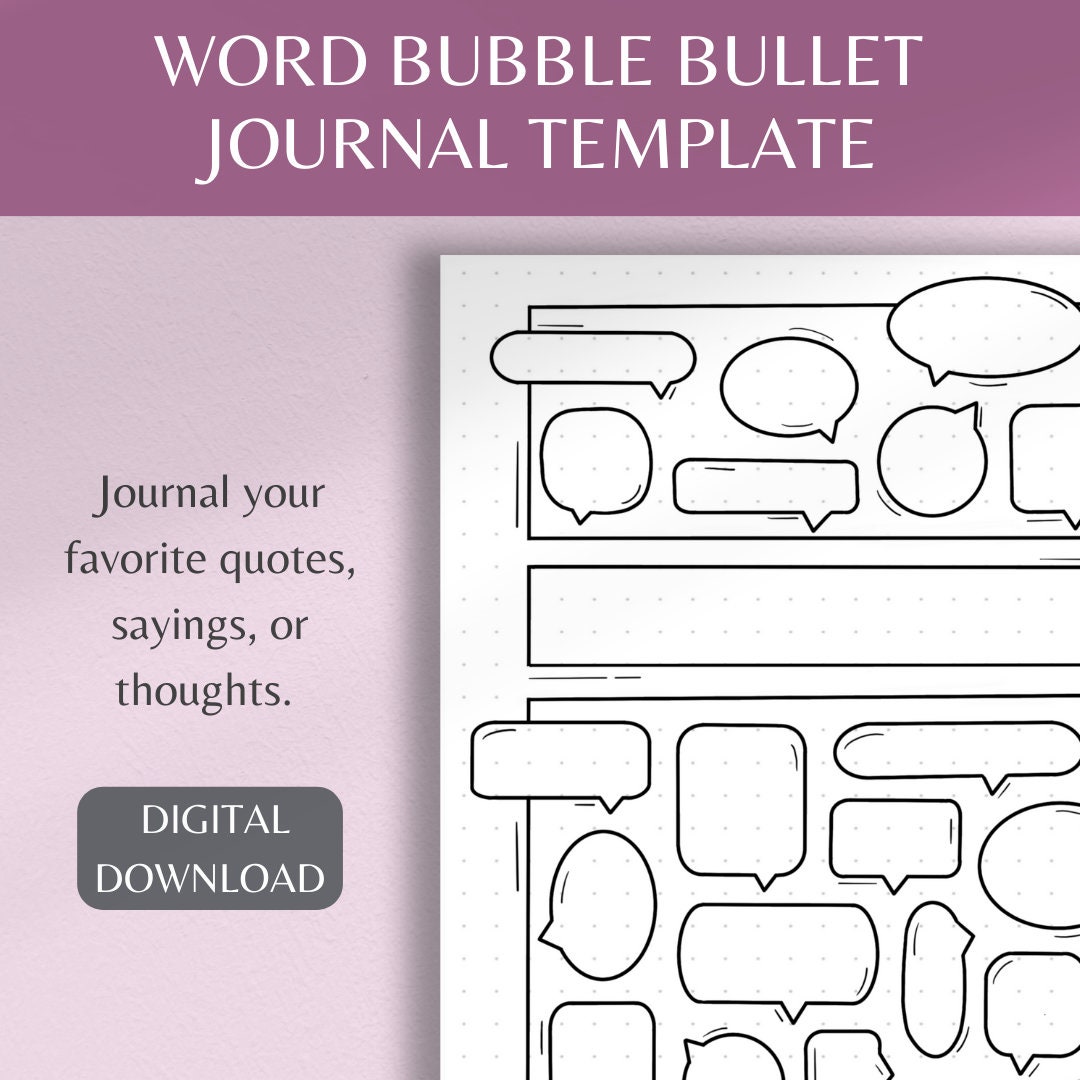 Word Bubble Bullet Journal Template | Quote Journal Page | Printable ...
